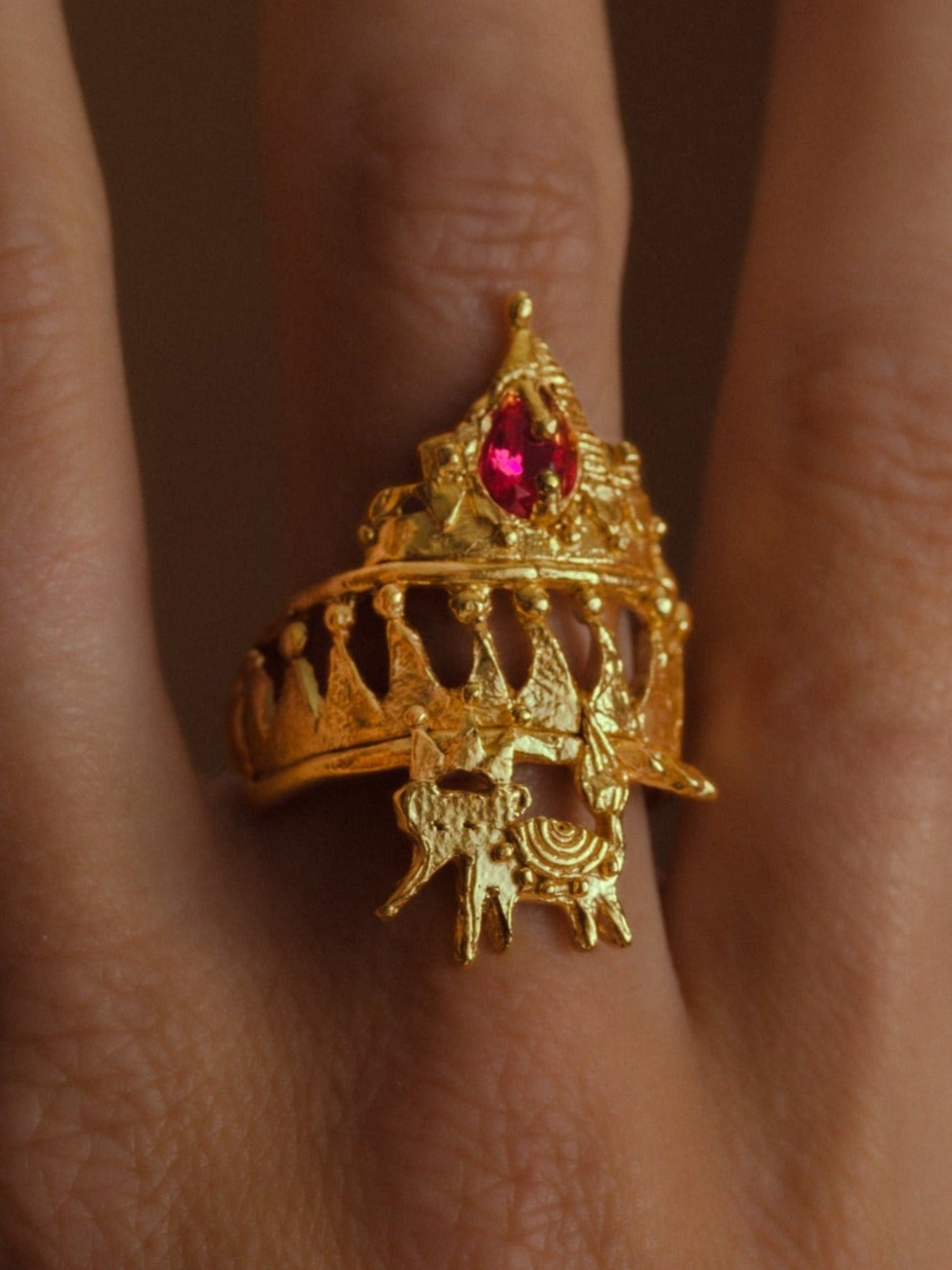 The Fairground Attraction Ring - 24k Gold Plated Circus Elephant