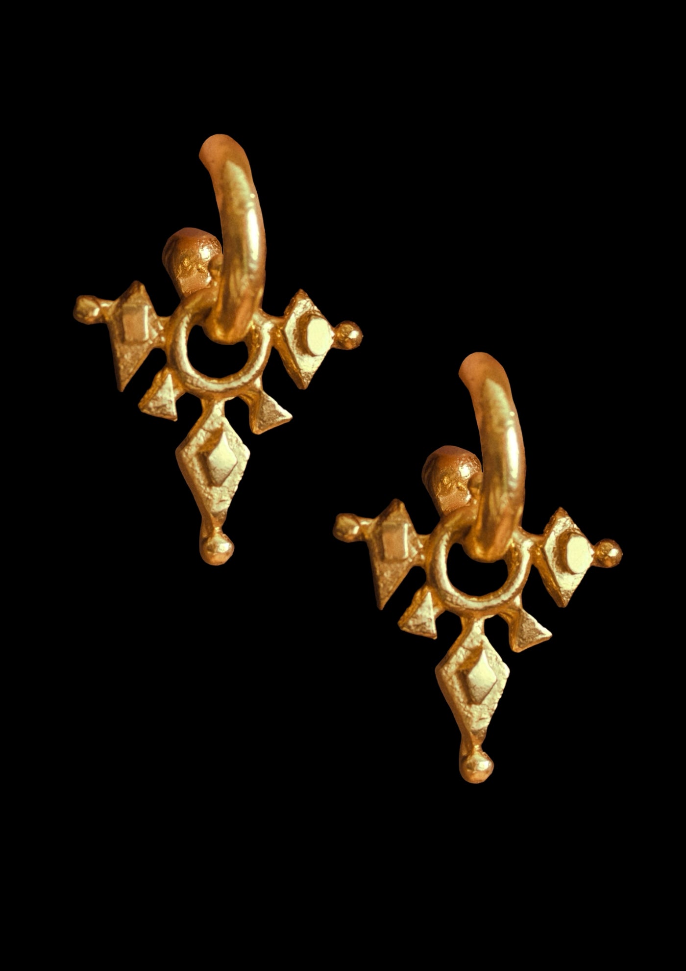 The Twist of Fate Hoops - Gypsy Creole Arrow Cross Charms